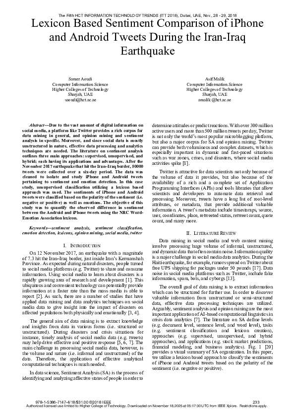 (PDF) Lexicon Based Sentiment Comparison of iPhone and Android Tweets ...