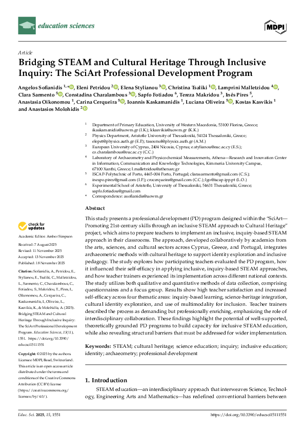 (PDF) Bridging STEAM and Cultural Heritage Through Inclusive Inquiry ...