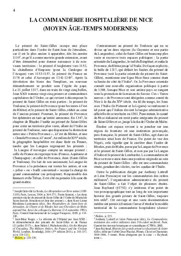 (PDF) La commanderie hospitalière de Nice (Moyen Âge, Temps modernes)