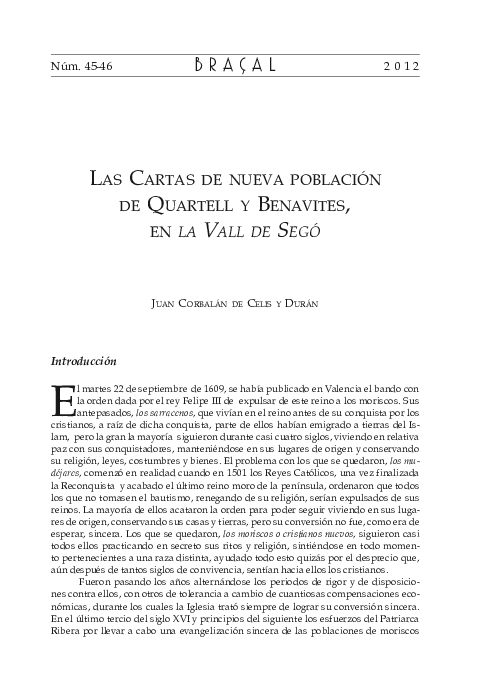(PDF) Las Cartas de Nueva Poblacion de Quartell y Benavites en la Vall ...