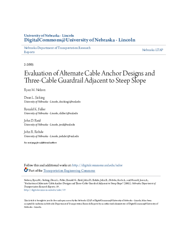 (PDF) Evaluation of Alternate Cable Anchor Designs and Three-cable ...