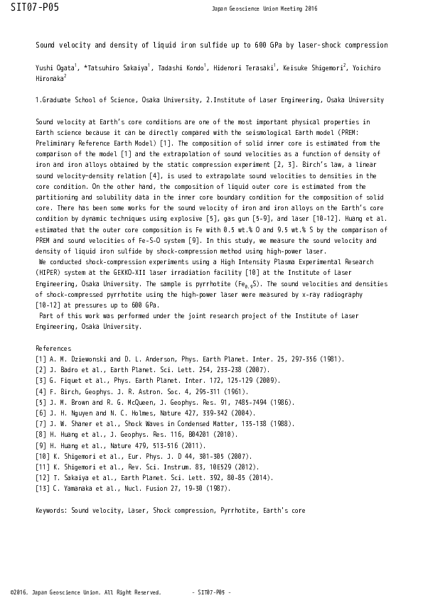 (PDF) Sound velocity and density of liquid iron sulfide up to 600 GPa ...