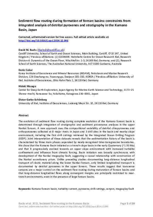 (PDF) Sediment flow routing during formation of forearc basins ...