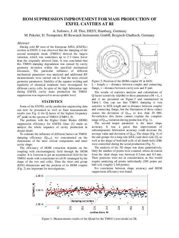 (PDF) HOM Suppression Improvement For Mass Production Of EXFEL Cavities ...