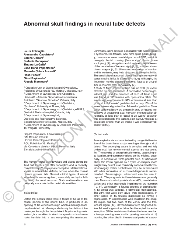 (PDF) Abnormal skull findings in neural tube defects