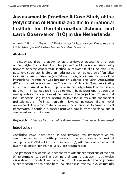 (PDF) Assessment in Practice: A Case Study of the Polytechnic of ...