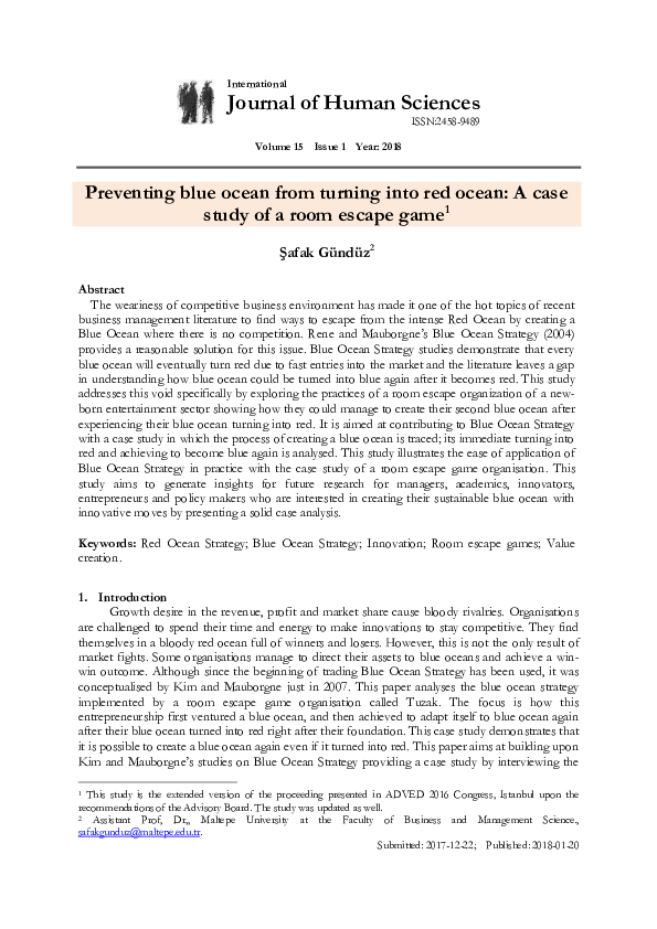 (PDF) Preventing blue ocean from turning into red ocean: A case study ...