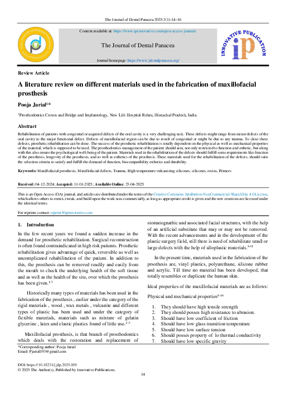 (PDF) A literature review on different materials used in the ...