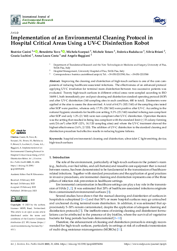 (PDF) Implementation of an Environmental Cleaning Protocol in Hospital ...