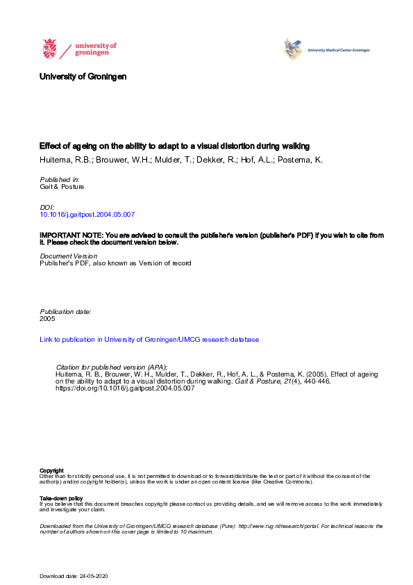 (PDF) Effect of ageing on the ability to adapt to a visual distortion ...