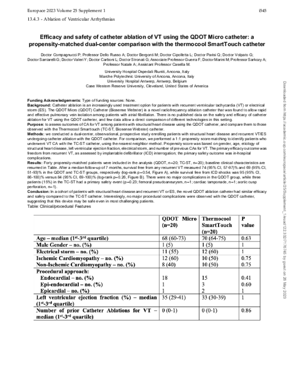 (PDF) Efficacy and safety of catheter ablation of VT using the QDOT ...