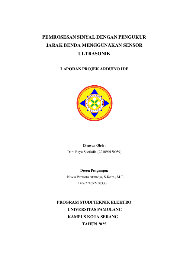 (PDF) PEMROSESAN SINYAL DENGAN PENGUKUR JARAK BENDA MENGGUNAKAN SENSOR ...