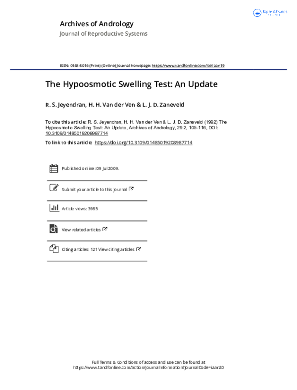 (PDF) The Hypoosmotic Swelling Test: An Update