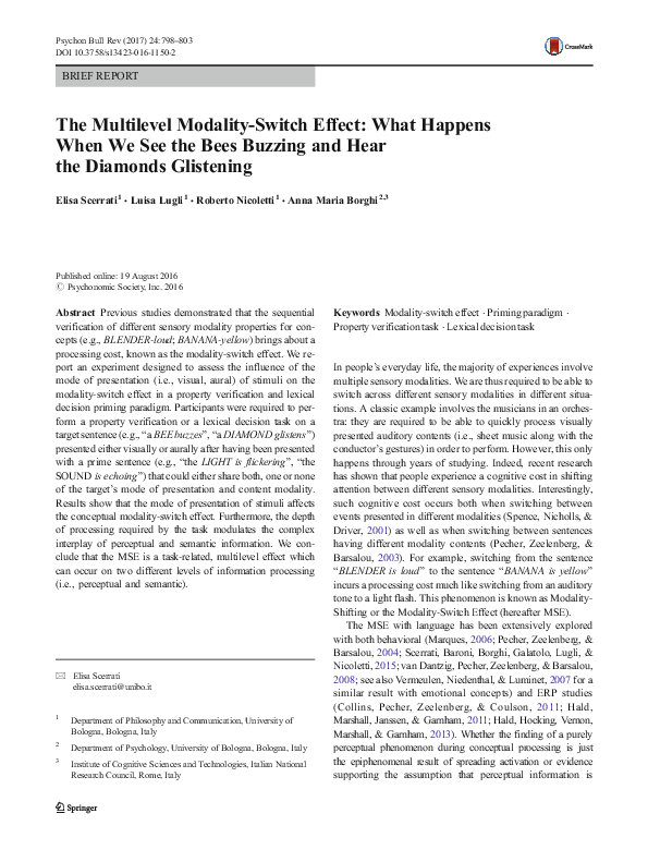 (PDF) The Multilevel Modality-Switch Effect: What Happens When We See ...