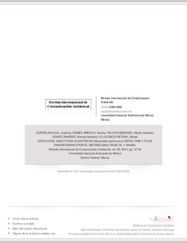 (PDF) EFECTO DEL INSECTICIDA GUSATIÓN EN Salmonella typhimurium CEPAS ...