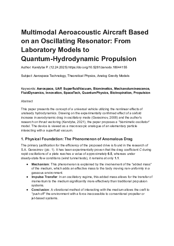 (PDF) UAP. Multimodal Aeroacoustic Aircraft Based on an Oscillating ...