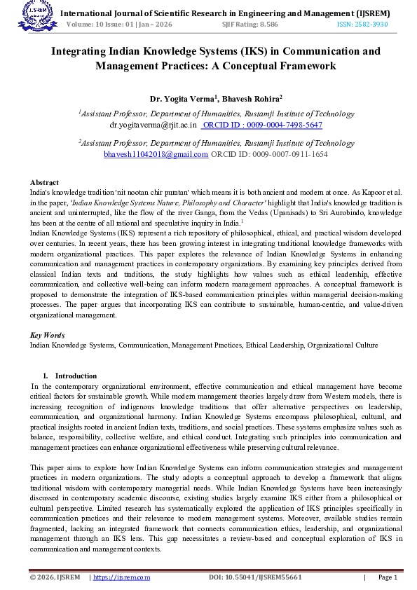 (PDF) Integrating Indian Knowledge Systems (IKS) in Communication and ...