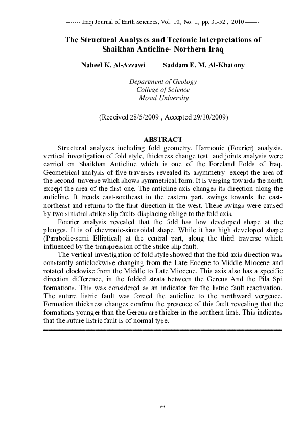 (PDF) The Structural Analyses and Tectonic Interpretations of Shaikhan ...