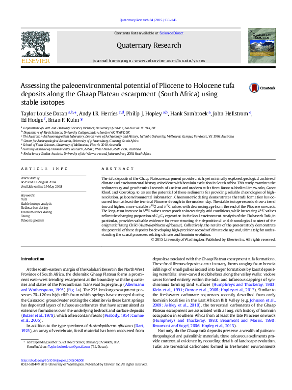 (PDF) Assessing the paleoenvironmental potential of Pliocene to ...