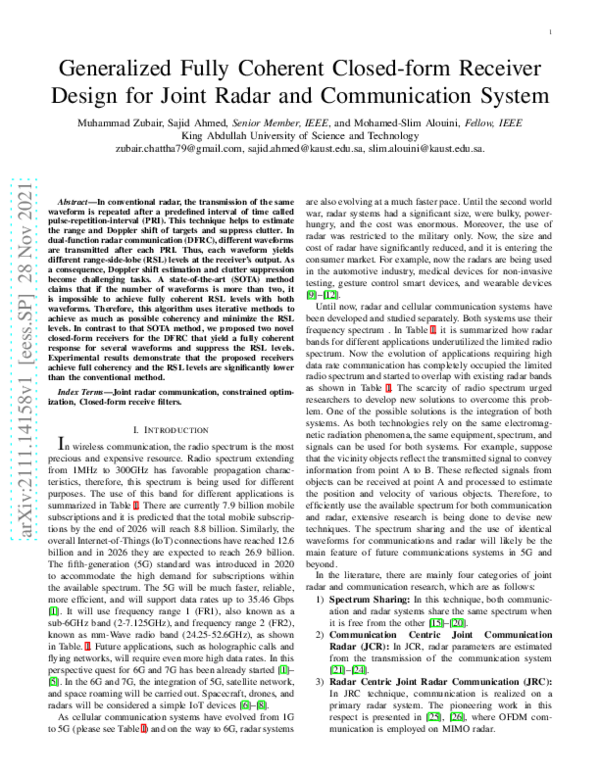 (PDF) Generalized Fully Coherent Closed-Form Receiver Design for Joint ...