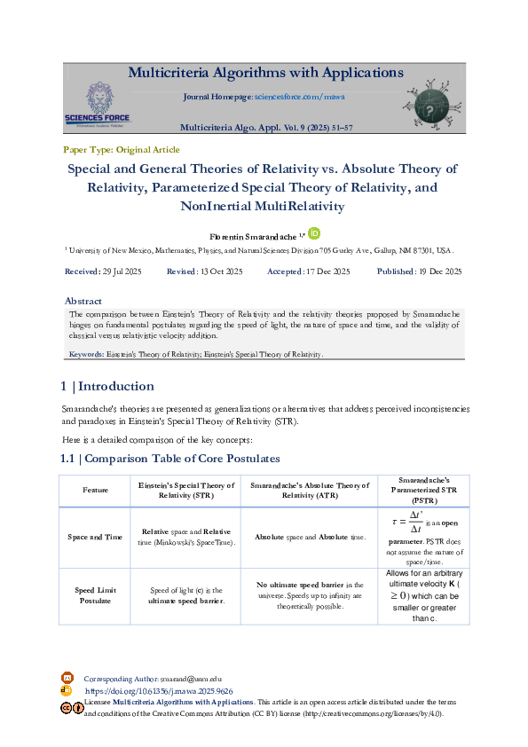 (PDF) Special and General Theories of Relativity vs. Absolute Theory of ...