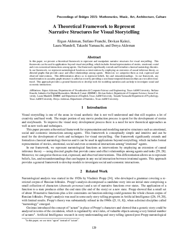(PDF) A Theoretical Framework to Represent Narrative Structures for ...
