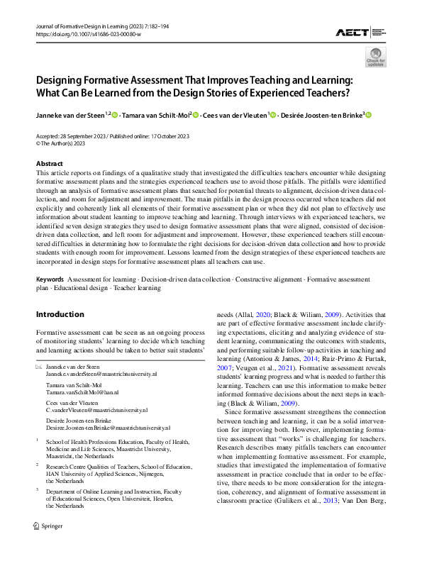 (PDF) Designing Formative Assessment That Improves Teaching and ...