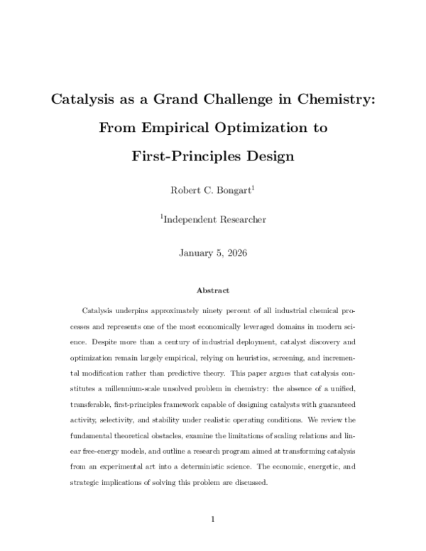 (PDF) Catalysis as a Grand Challenge in Chemistry: From Empirical ...