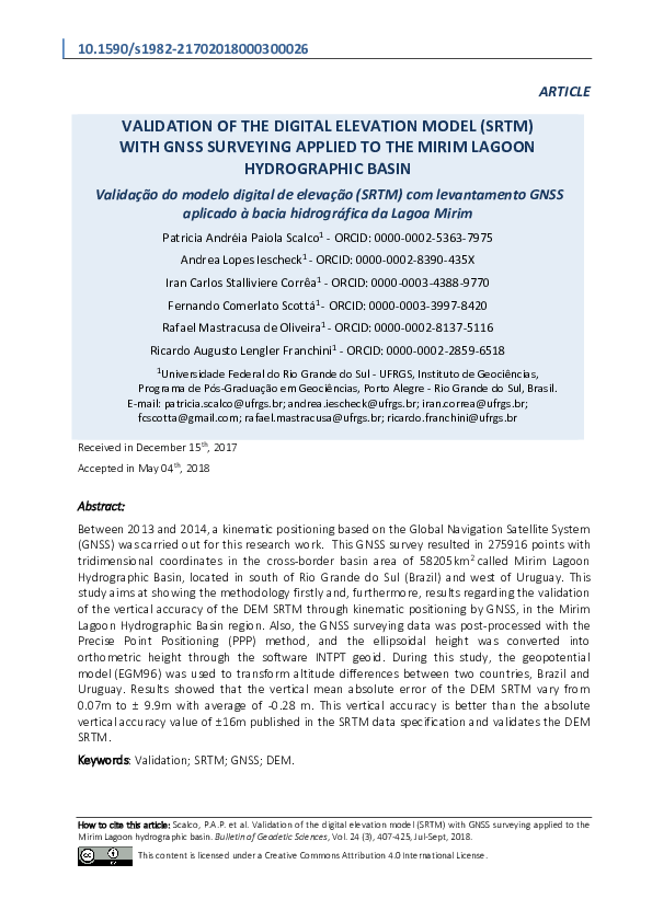 (PDF) Validation of the Digital Elevation Model (SRTM) with GNSS ...