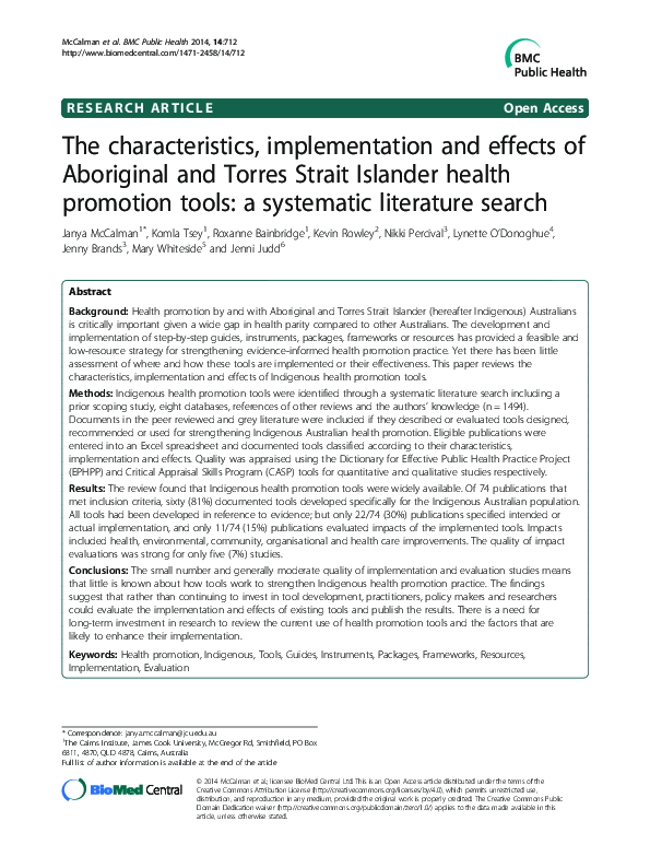 (PDF) The characteristics, implementation and effects of Aboriginal and ...