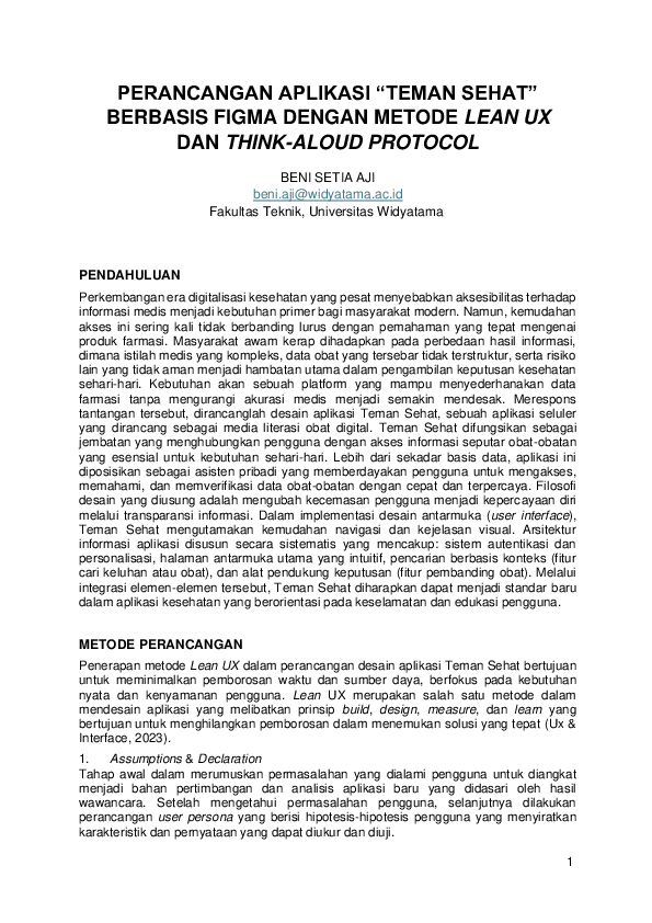 (PDF) PERANCANGAN APLIKASI "TEMAN SEHAT" BERBASIS FIGMA DENGAN METODE ...