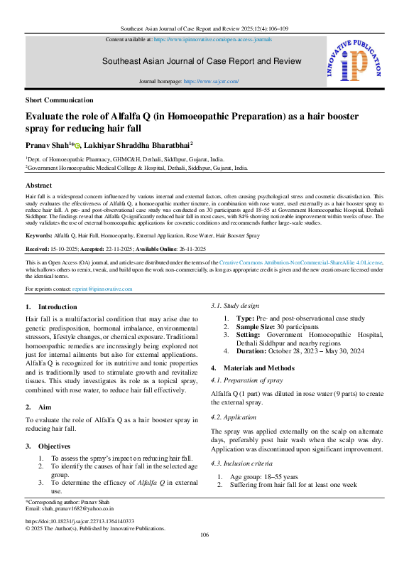 (PDF) Evaluate the role of Alfalfa Q (in Homoeopathic Preparation) as a ...