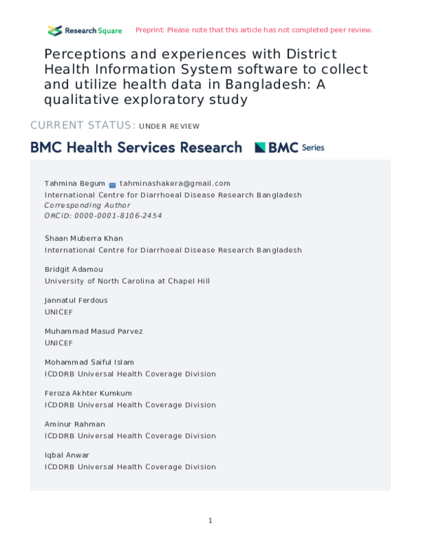 (PDF) Perceptions and experiences with District Health Information ...