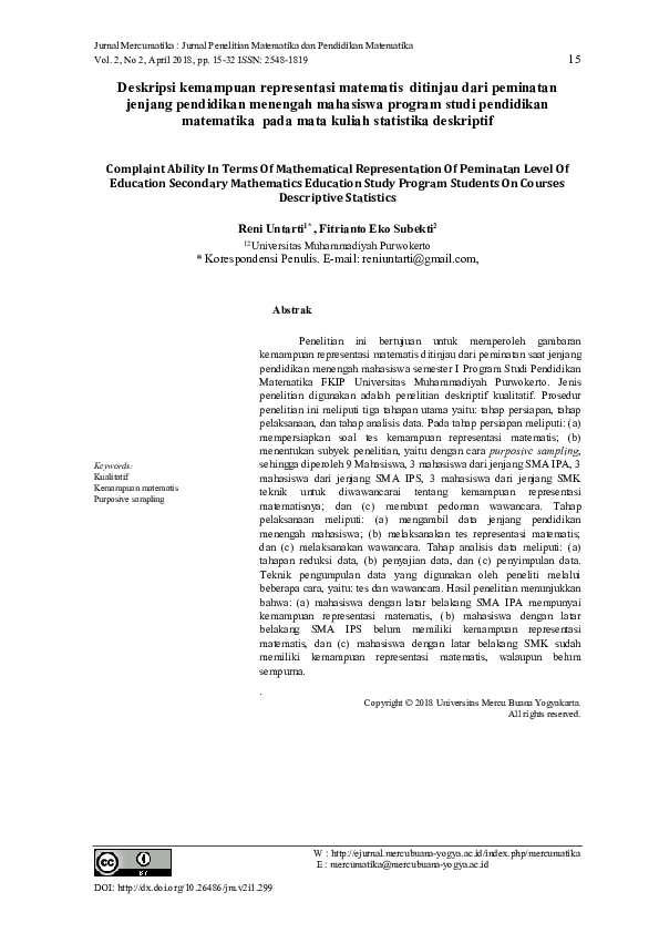 (PDF) Deskripsi kemampuan representasi matematis ditinjau dari ...