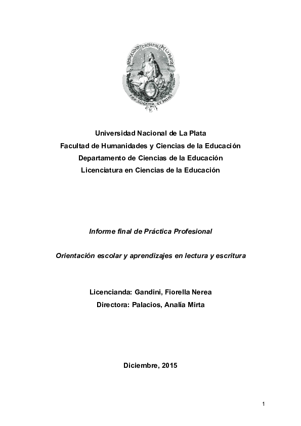 (PDF) Orientación escolar y aprendizajes en lectura y escritura