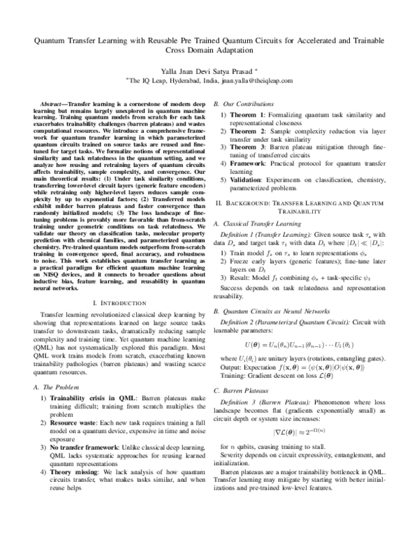 (PDF) Quantum Transfer Learning with Reusable Pre Trained Quantum ...