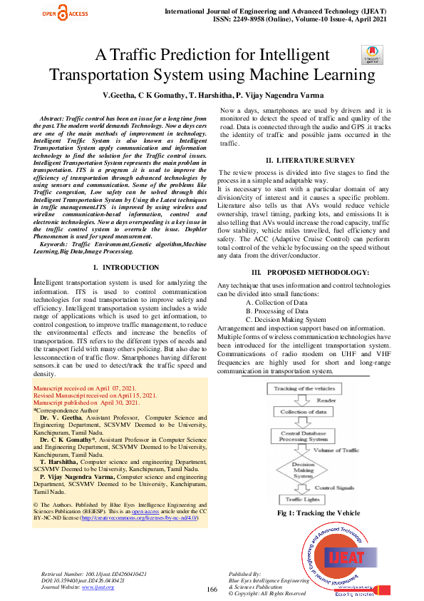 (PDF) A Traffic Prediction for Intelligent Transportation System using ...