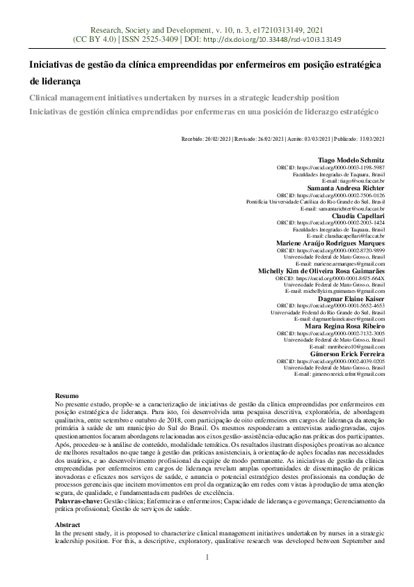 (PDF) Iniciativas de gestão da clínica empreendidas por enfermeiros em ...