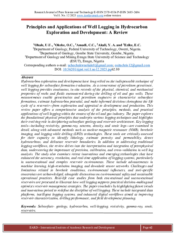 (PDF) Principles and Applications of Well Logging in Hydrocarbon ...