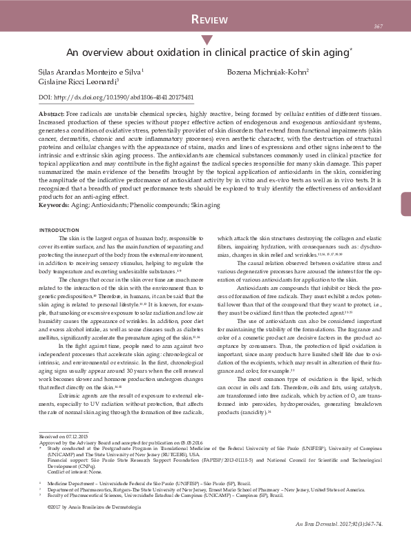 (PDF) An overview about oxidation in clinical practice of skin aging