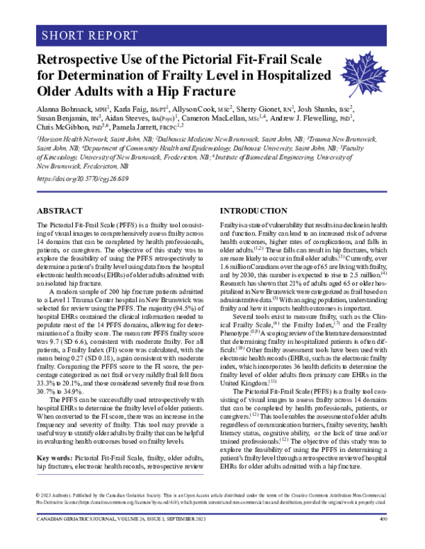 (PDF) Retrospective Use of the Pictorial Fit-Frail Scale for ...