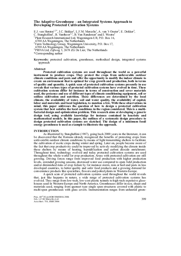 (PDF) The Adaptive Greenhouse - an Integrated Systems Approach to ...