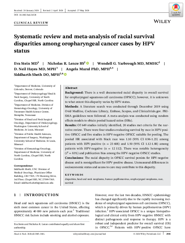 (PDF) Systematic review and meta‐analysis of racial survival ...