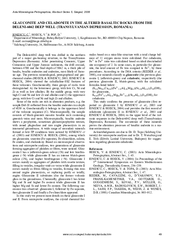 (PDF) Glauconite and celadonite in the altered basaltic rocks from the ...