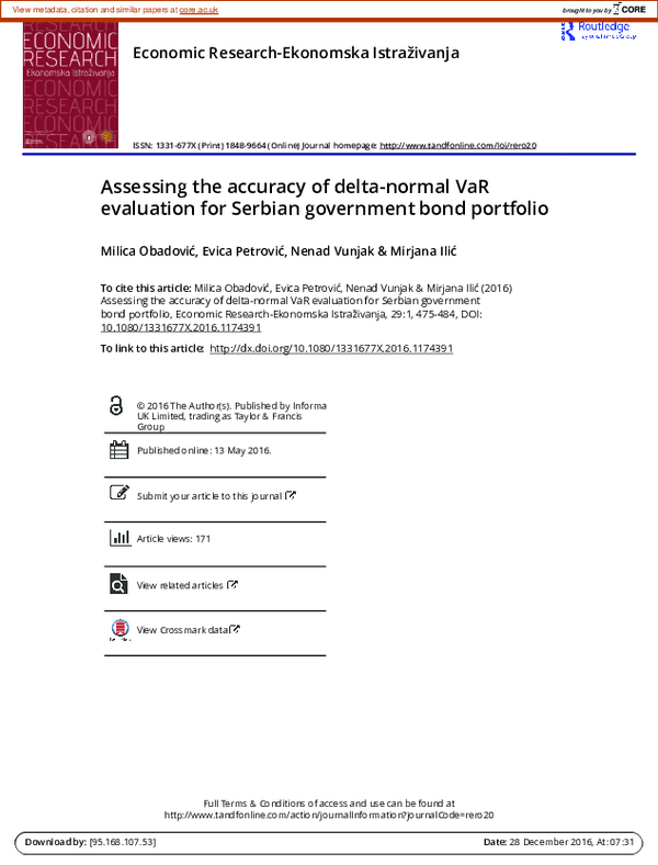 (PDF) Assessing the accuracy of delta-normal VaR evaluation for Serbian ...