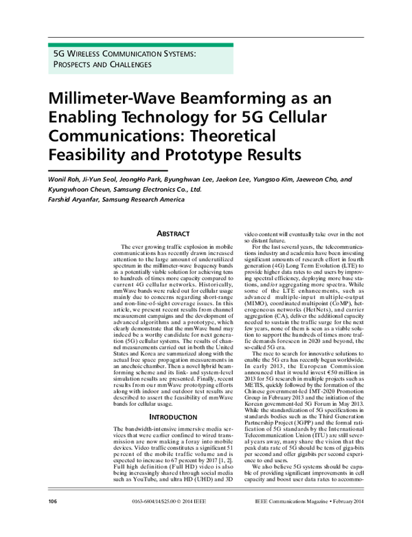 (PDF) Millimeter-wave beamforming as an enabling technology for 5G ...