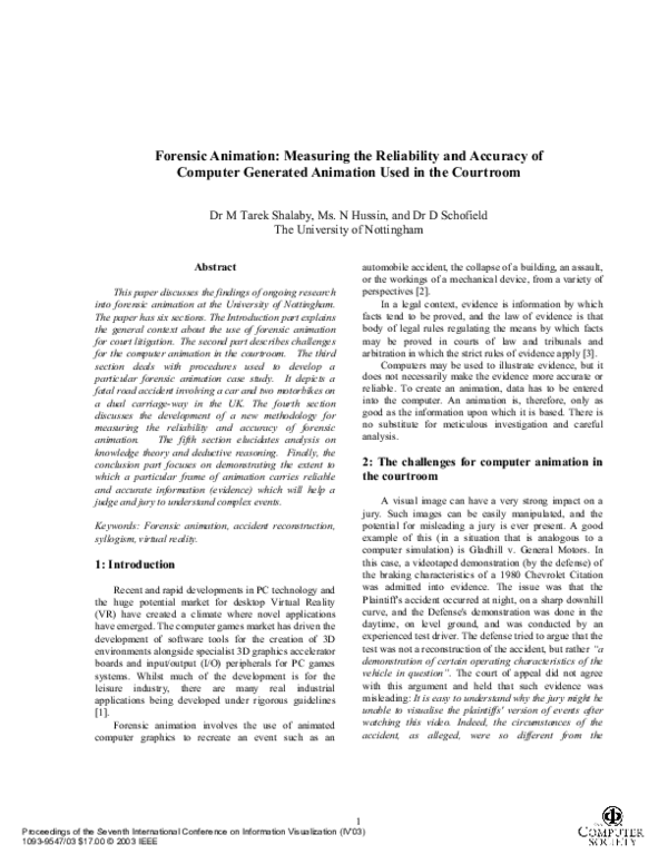 (PDF) Forensic Animation: Measuring the Reliability and Accuracy of ...