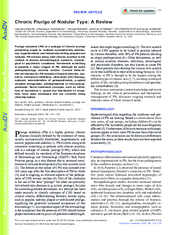 (PDF) Chronic Prurigo of Nodular Type: A Review
