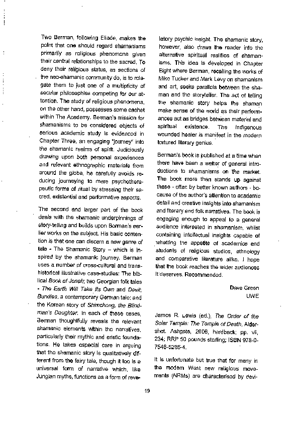 (PDF) Review of James R. Lewis (ed.), The Order of the Solar Temple ...