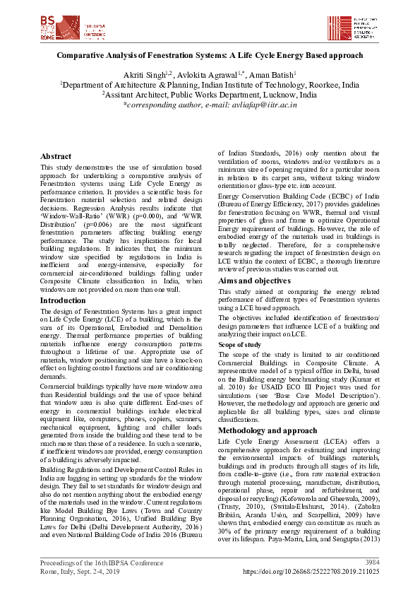 (PDF) Comparative Analysis of Fenestration Systems: A Life Cycle Energy ...